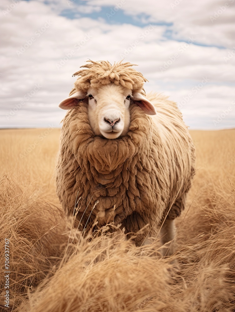 Merino Sheep Photo: Captivating Woolly Farm Animals Grazing in Scenic ...