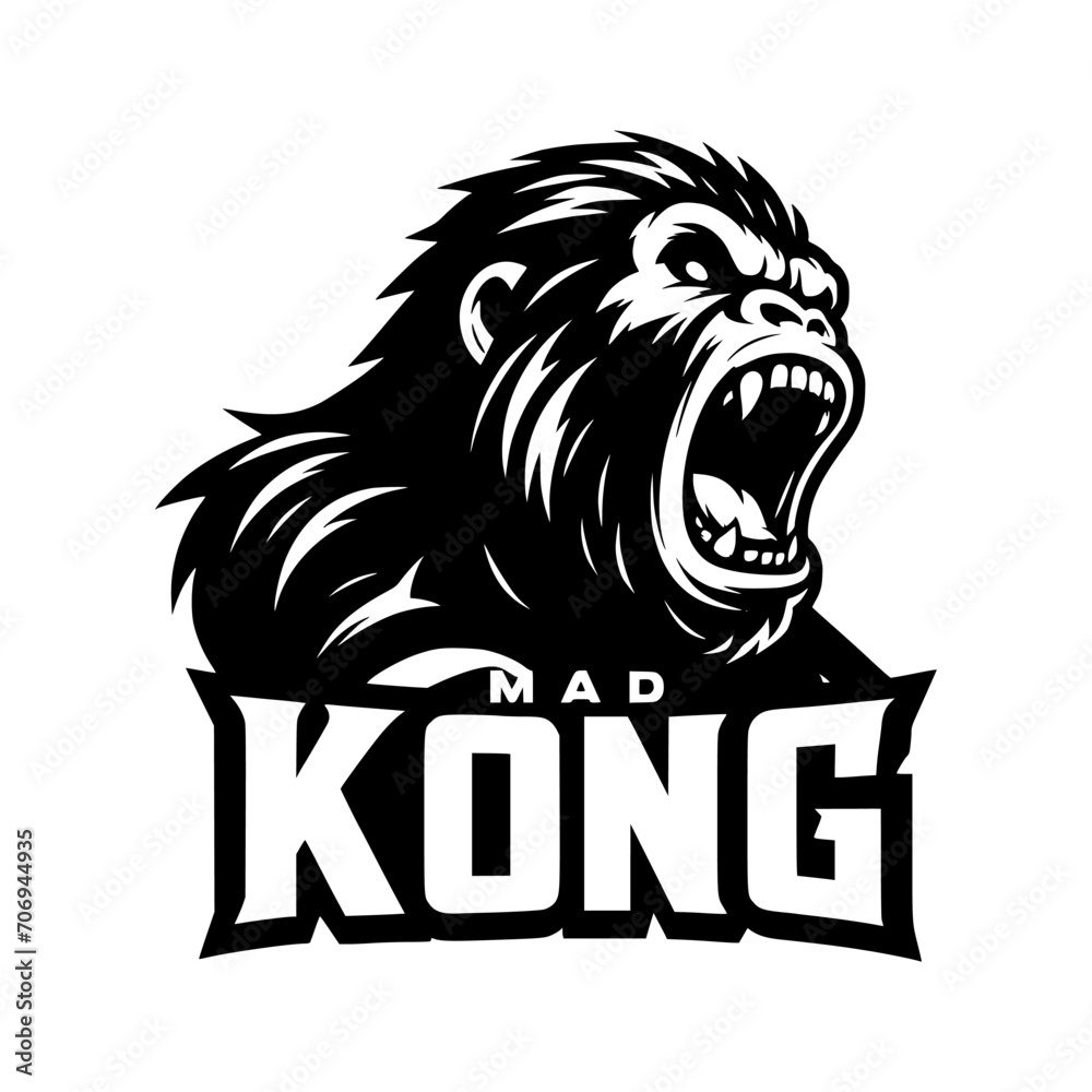 Vector logo of a raging gorilla. Professional logo of a mad kong. Black ...