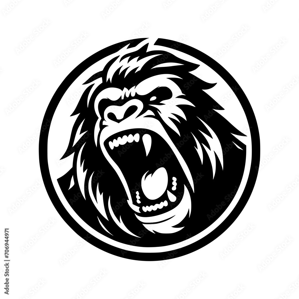 Vector logo of a raging gorilla. Professional logo of a mad kong. Black ...