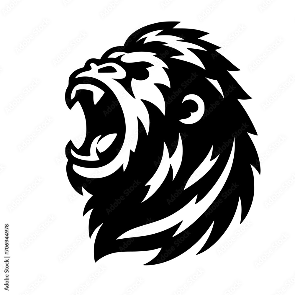 Vector logo of a raging gorilla. Professional logo of a mad kong. Black ...