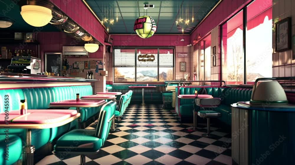 vintage diner for valentine celebration, loop video background ...