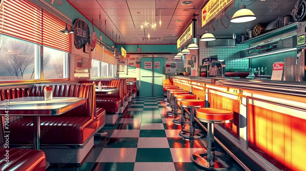 vintage diner for valentine celebration, loop video background ...