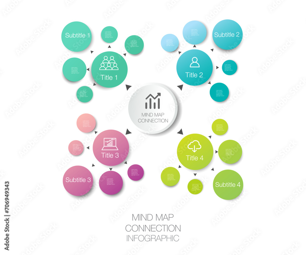 colorful mind map infographic connection and chart table for , digital ...