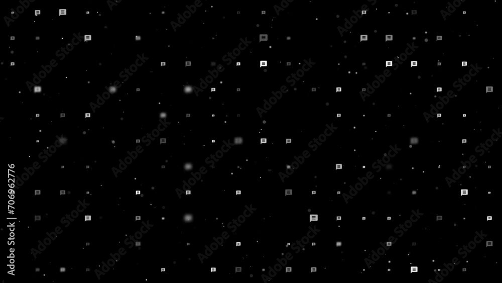 Template animation of evenly spaced chat symbols of different sizes and ...