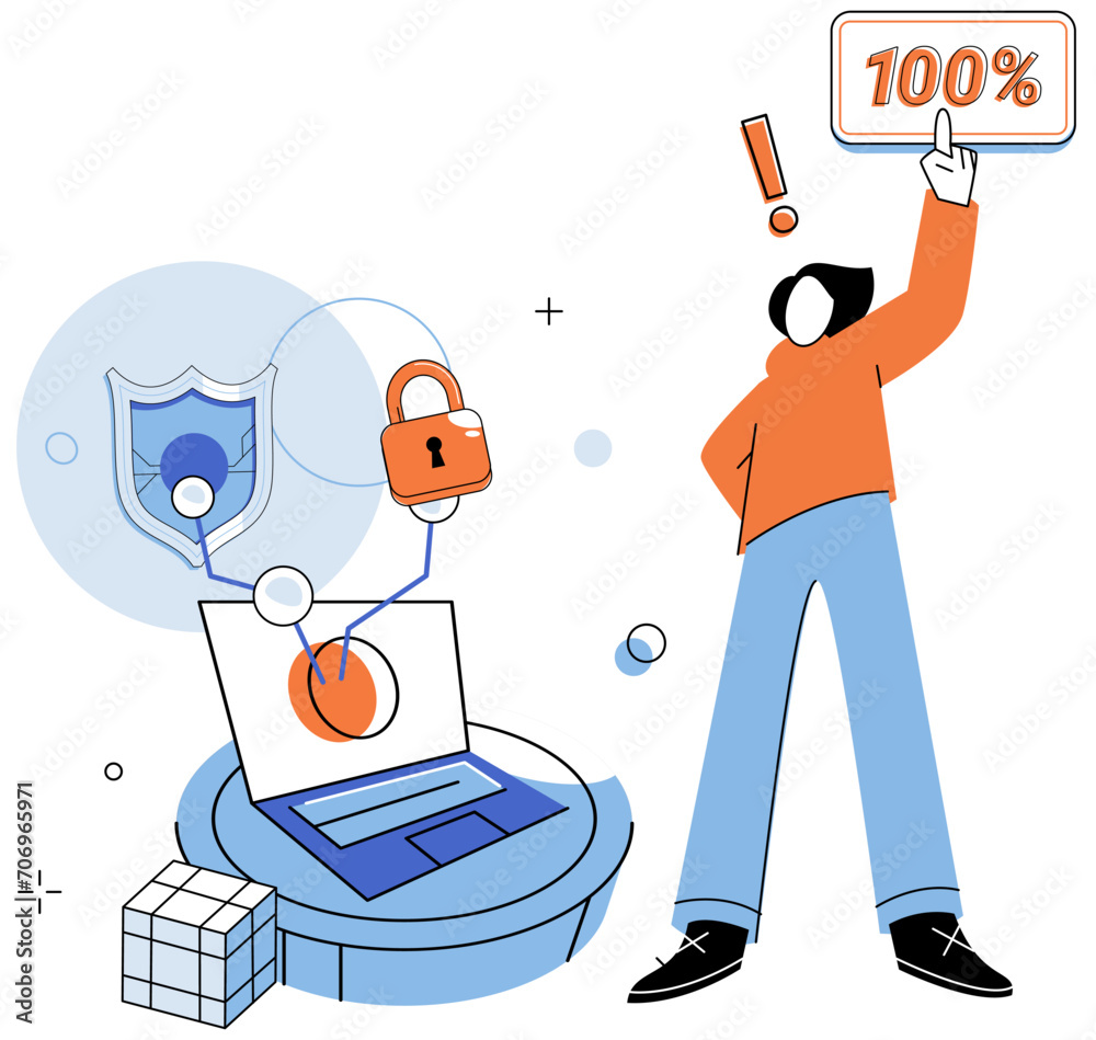 Cyber security vector illustration. Database protection is critical ...
