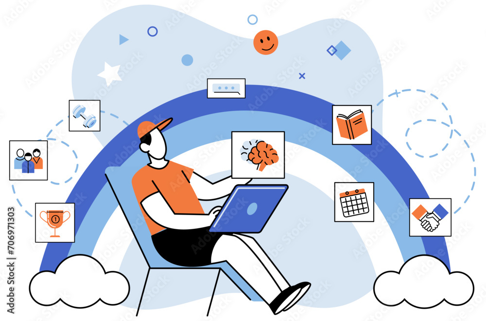 Personal growth. Vector illustration. Developing strategy is important ...
