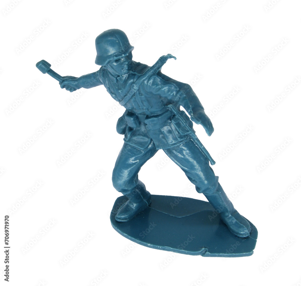 German toy soldier from WWII swinging and throwing a handgrenade. Stock ...