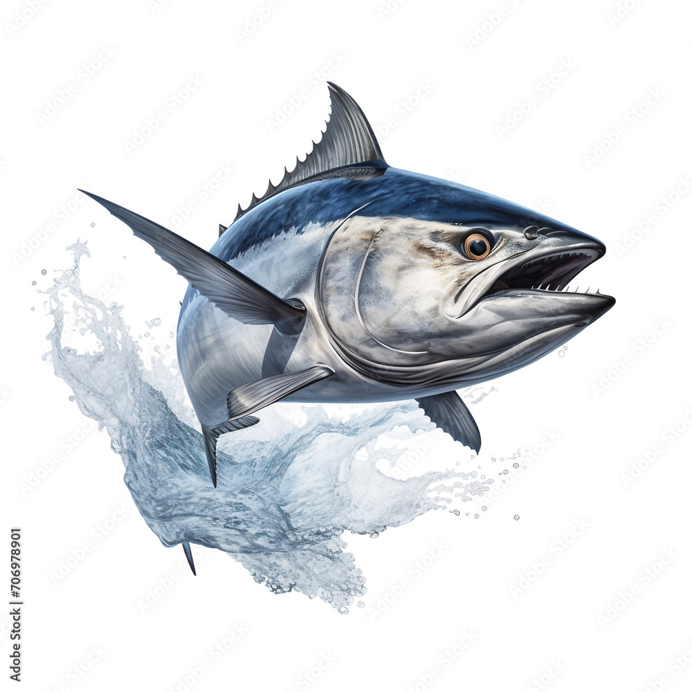 Tuna jumping out of the water, massrealism, sketchfab, photorealistic ...