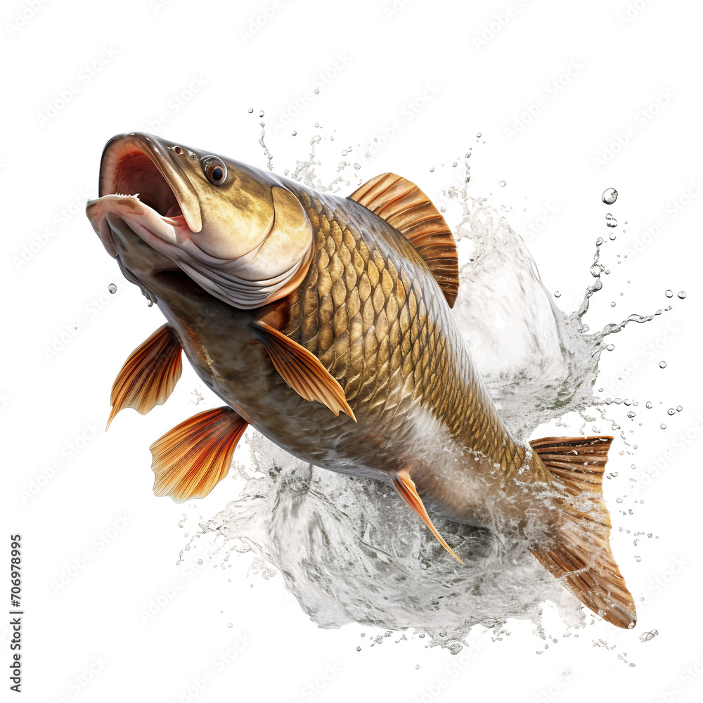 Carp jumping out of water, massrealism, sketchfab, photorealistic ...