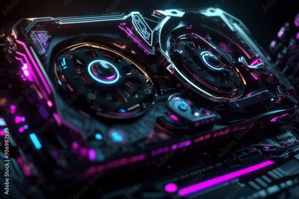 Highly detailed technology texture, AI supercomputer Chrome, insane ...