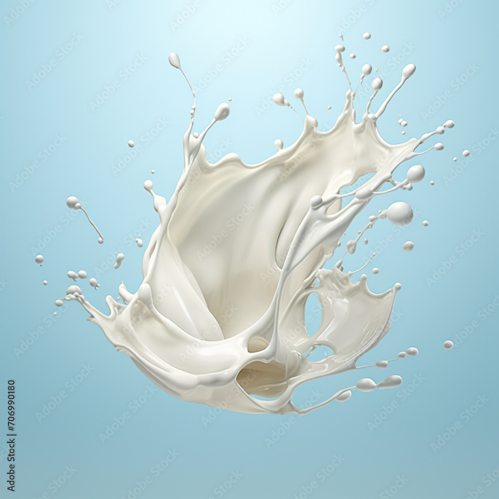 Splashing milk on solid color background, healthy food, healthy eating ...