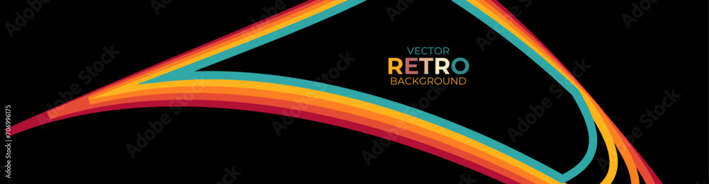 retro vintage 70s style stripes background poster lines. shapes vector ...