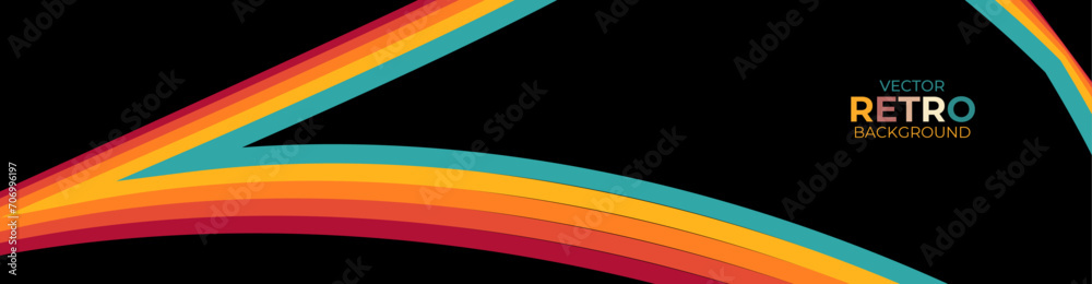 retro vintage 70s style stripes background poster lines. shapes vector ...