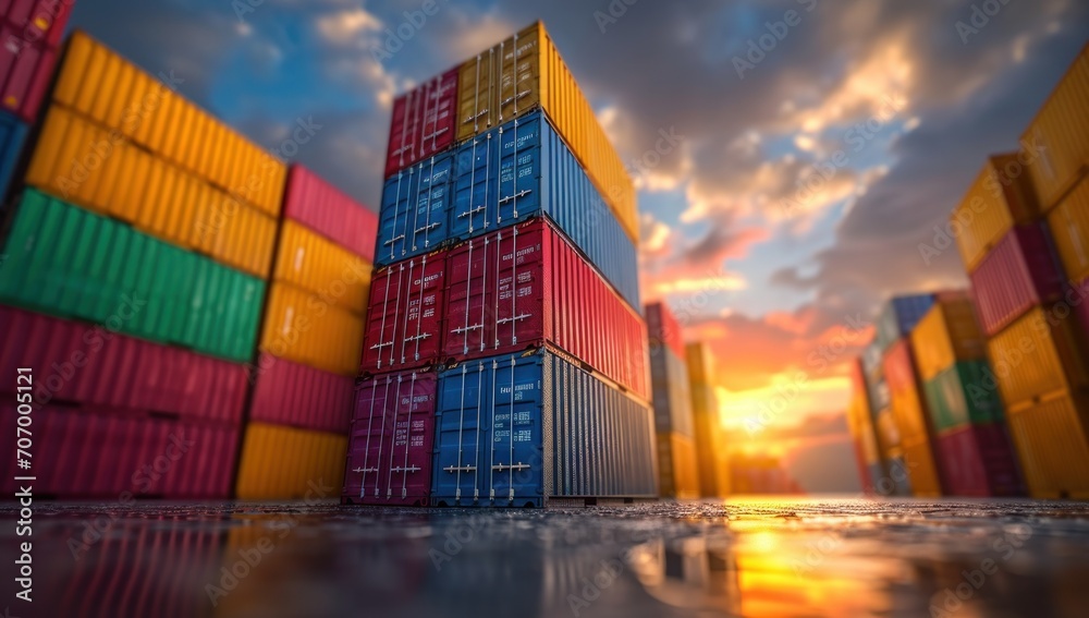 Stack of Containers, Import/Export, Container Logistics Industry ...