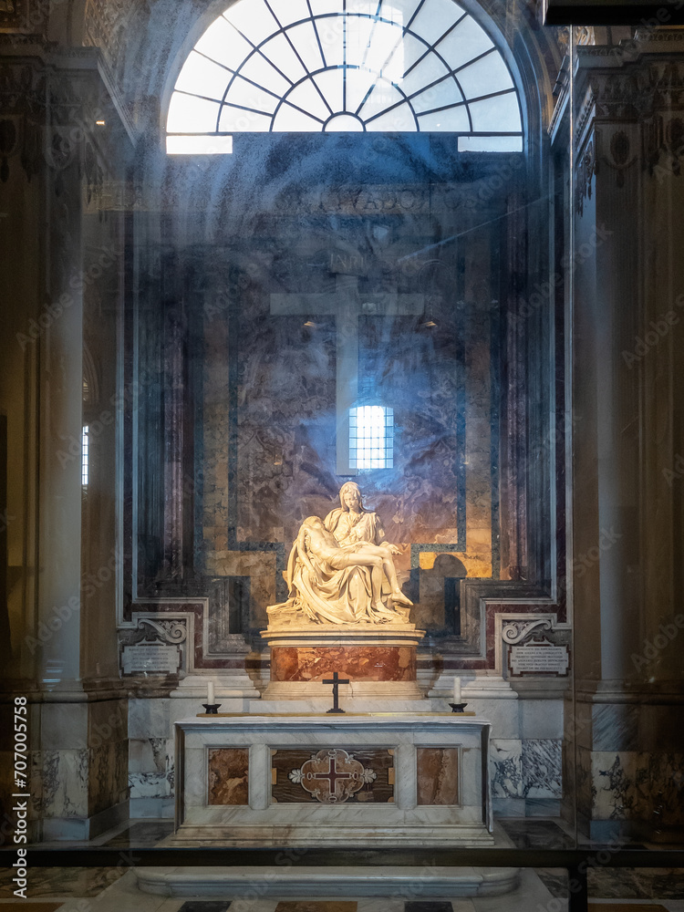 Famous Renaissance sculpture "La Pieta" by Michelangelo Buonarroti in ...