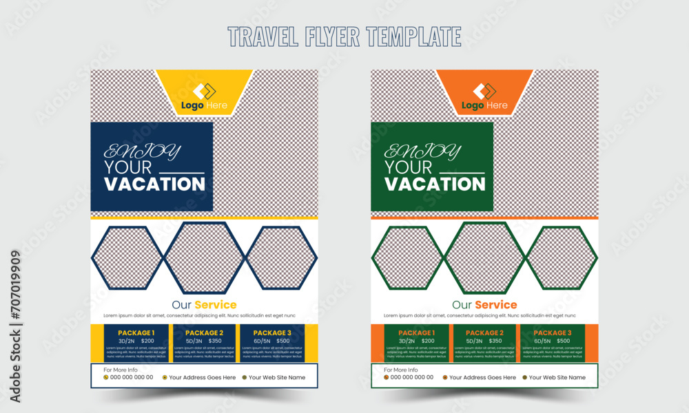 Travel poster or flyer pamphlet brochure design layout space for photo ...