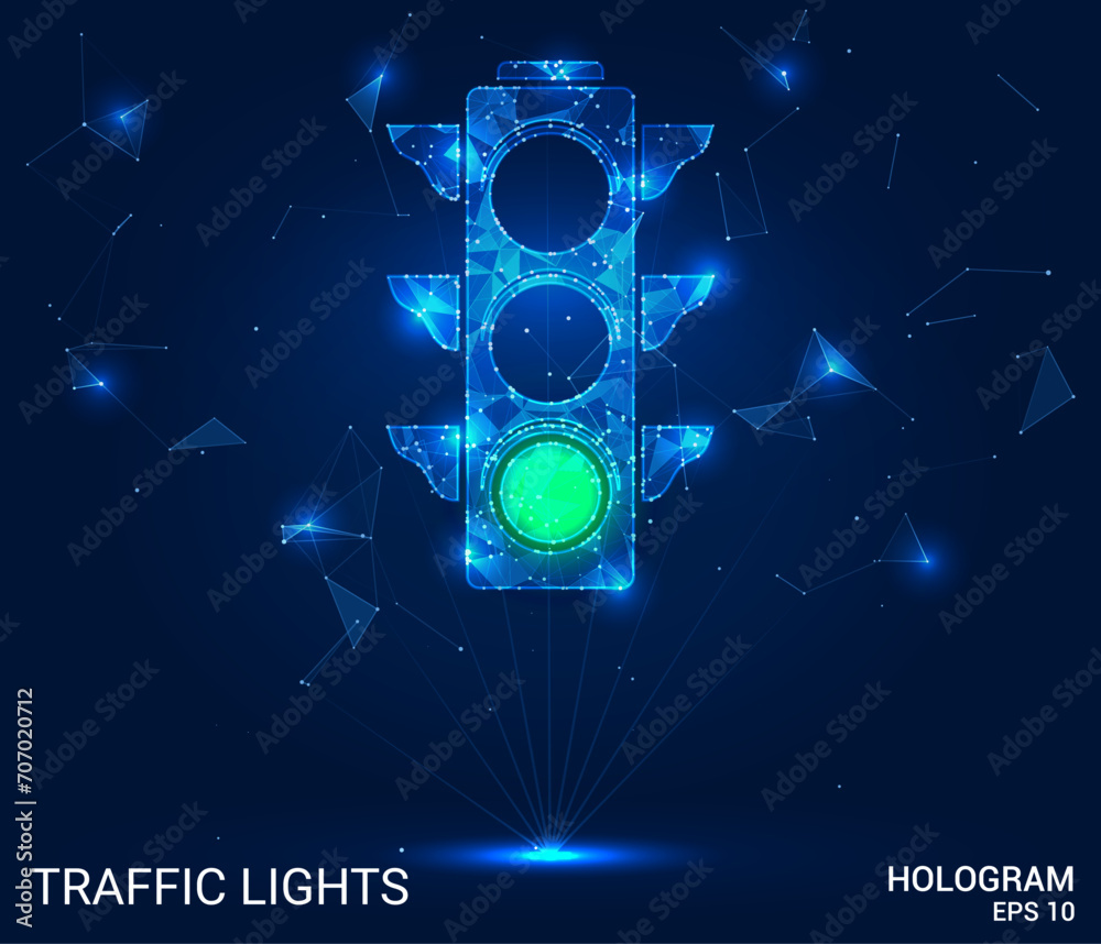 Advanced Poly-Mesh Hologram and Vector Traffic Light. This traffic ...