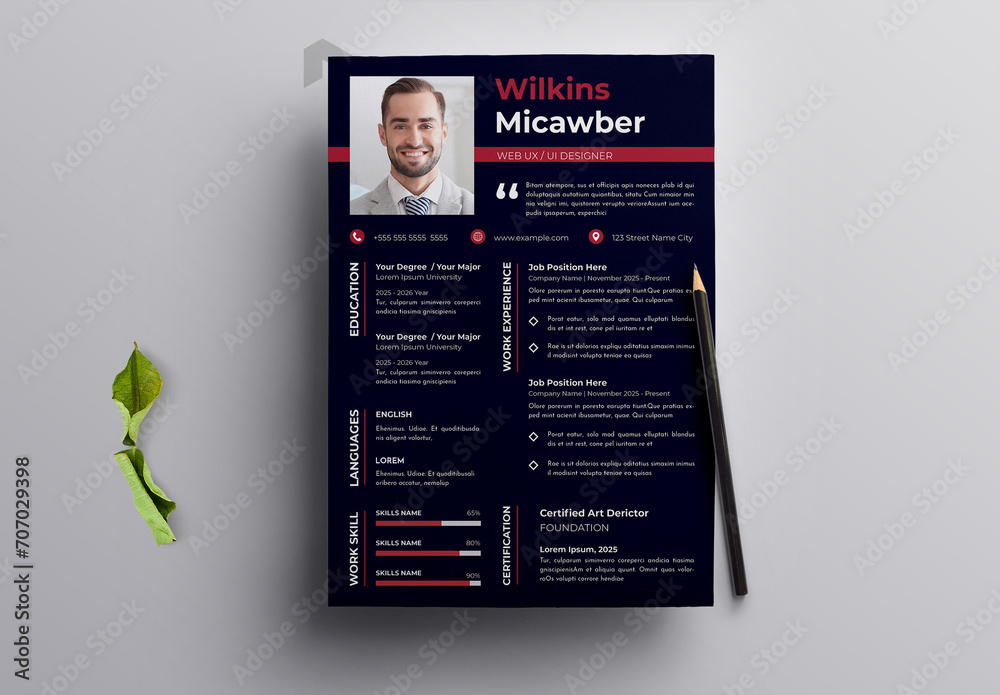 Modern Resume Layout Stock Template | Adobe Stock