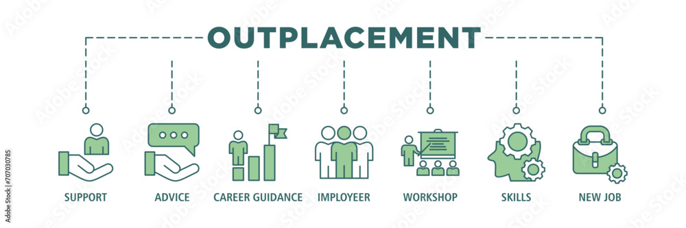 Outplacement banner web icon set vector illustration concept with icon ...