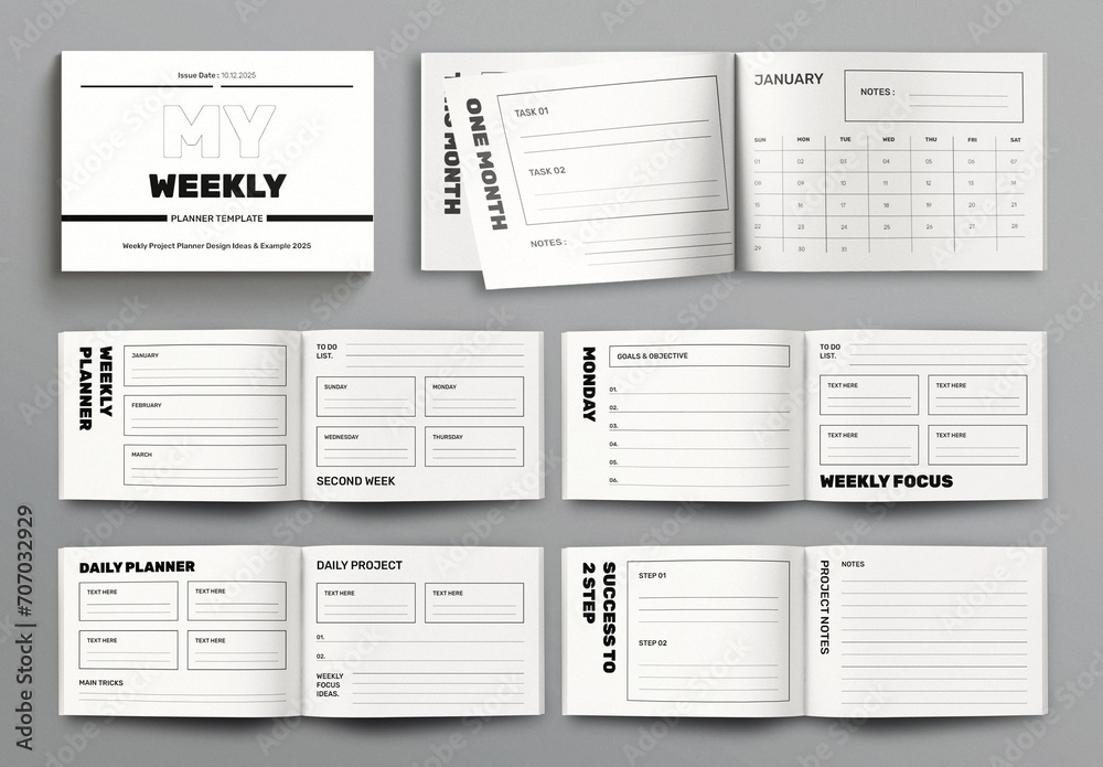 Weekly Planner Template Landscape Stock Template | Adobe Stock