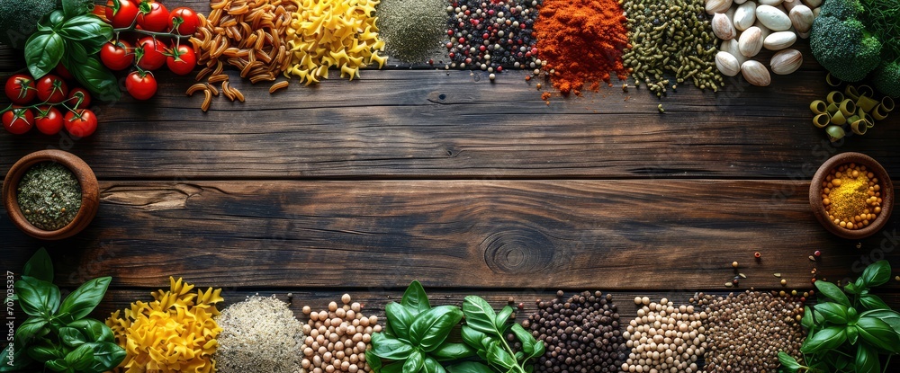 Corner Border Collection Delicious Foods Overhead, Desktop Background ...