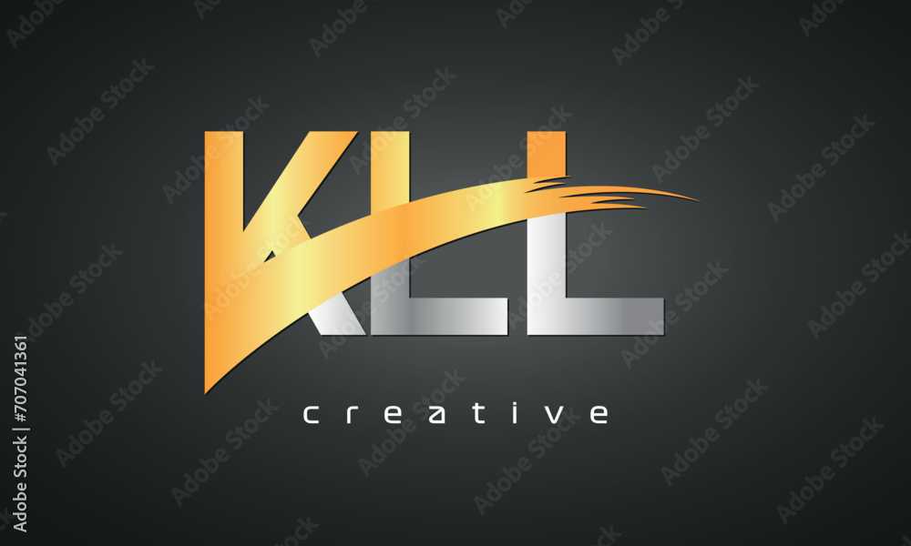 KLL Letters Logo Design with Creative Intersected and Cutted golden ...