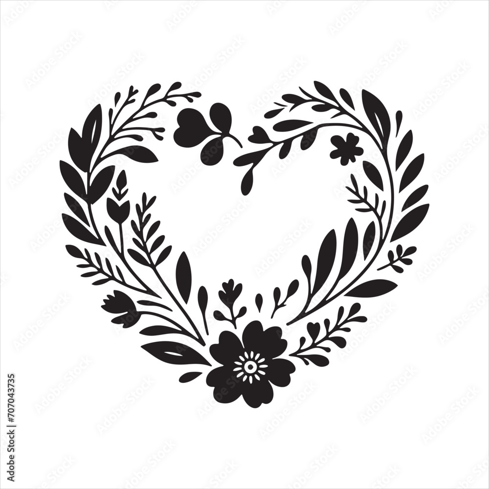 Lush Petal Fusion Heart Silhouette: A Beautiful Harmony of Blooms ...