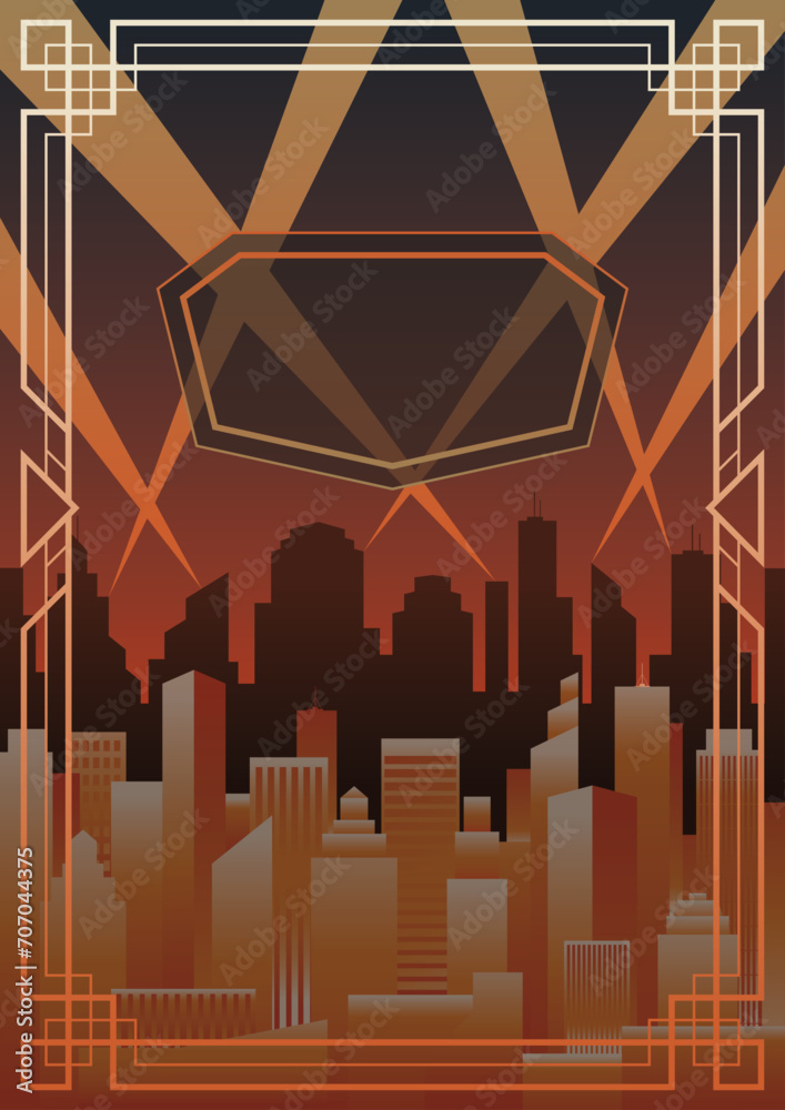 Art Deco Style Posters Template, 1920s - 1930s Background, Retro Colors ...