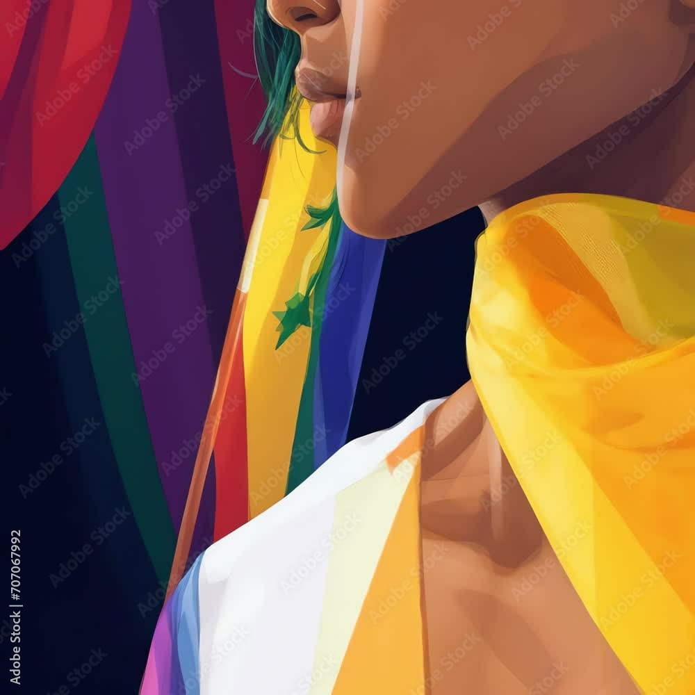 Vidéo Stock BIPOC LGBT+ concept, pride flag, pride colours, people of ...