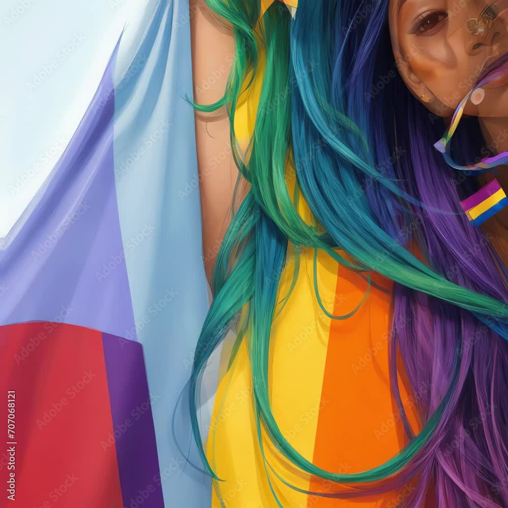 BIPOC LGBT+ concept, pride flag, pride colours, people of colour ...