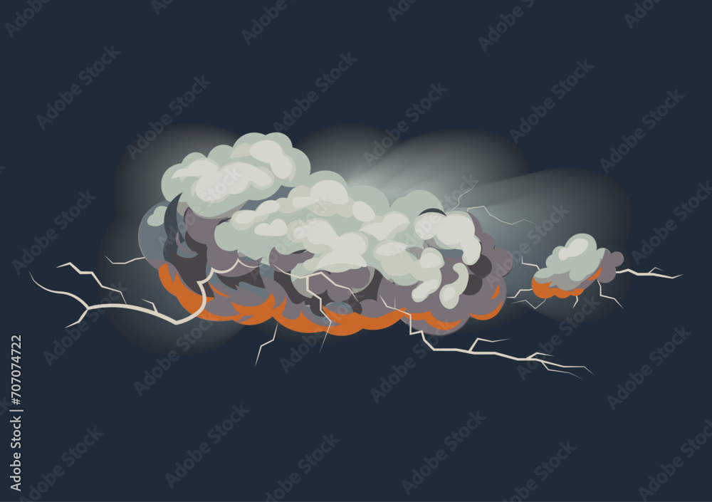 Storm cloud of colorful set. Showcasing of the chaos of a stormy night ...
