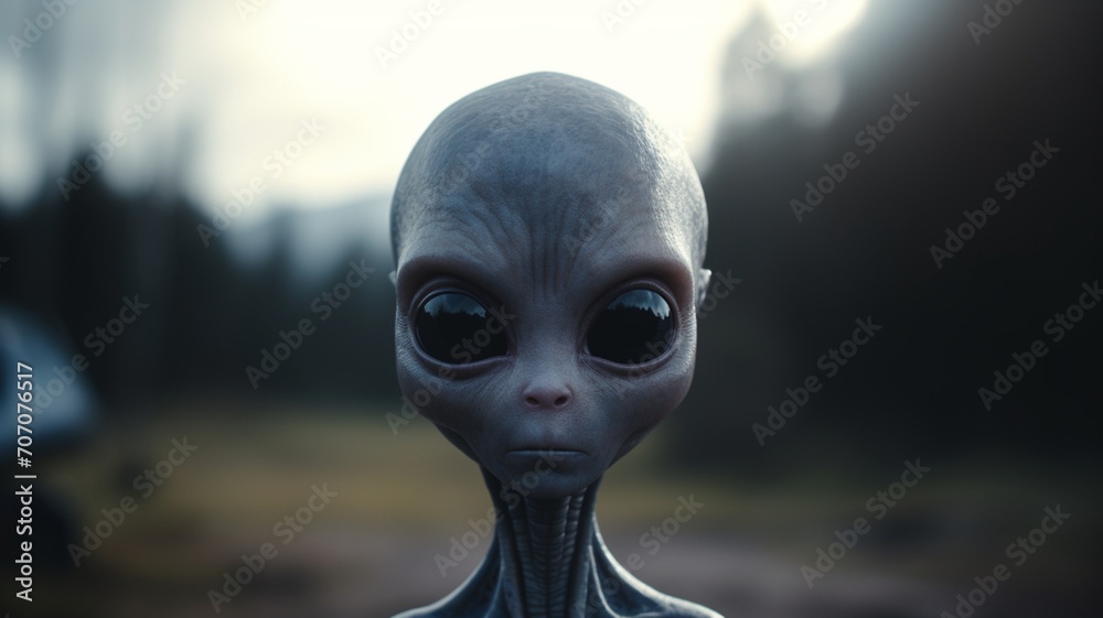 Alien creatures with big eyes black illustration image Ai generated art ...