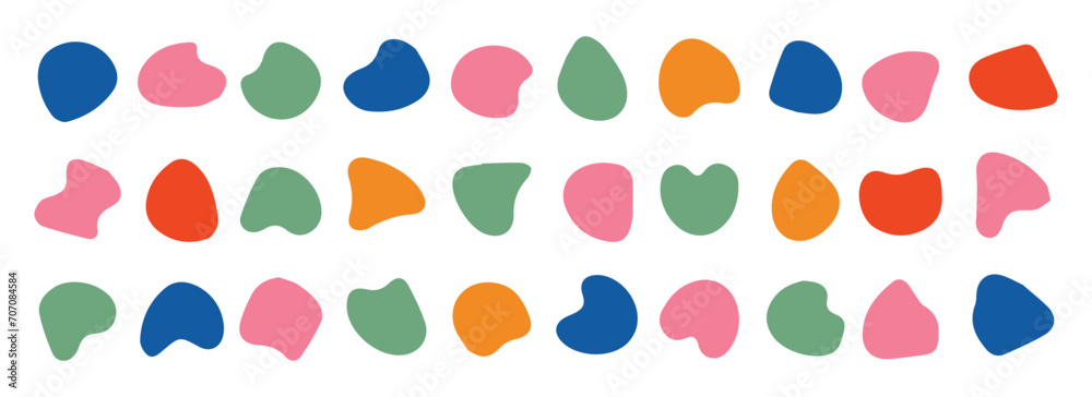 Blob shapes vector set. Liquid irregular line blotch shapes. Liquid ...