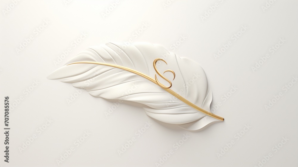 Embroidery white feather logo simple graphic structure picture Ai ...