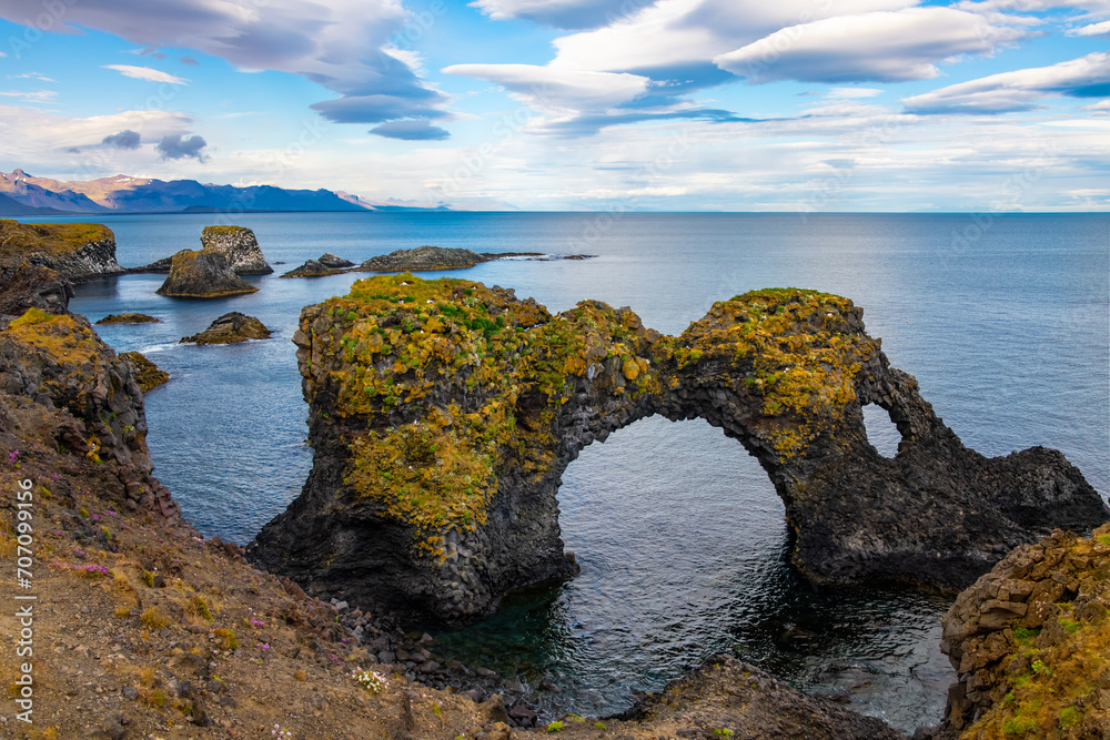Gatklettur "Hellnar Arch" is a famous, naturally formed stone arch found between the villages of ...