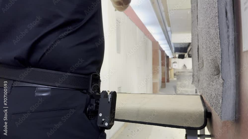 Man Training Dynamic Shooting with His Handgun and Holster and Charging ...