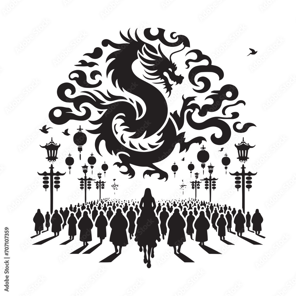 Traditional Grandeur Redefined: Awe-Inspiring Chinese Parade Silhouette ...
