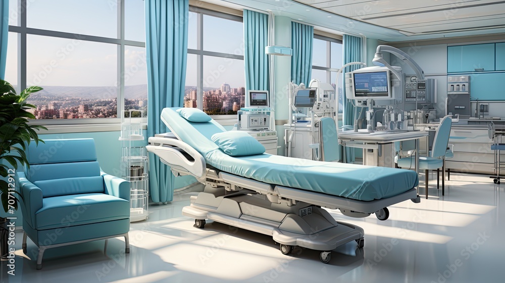 Hospital ward or Recovery room with bed and comfortable medical ...