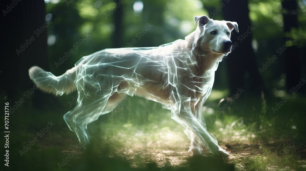 Transparent dog ghost forest inspired picture Ai generated art Stock ...
