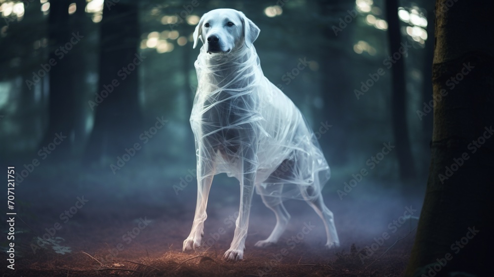 Transparent dog ghost forest inspired picture Ai generated art Stock ...