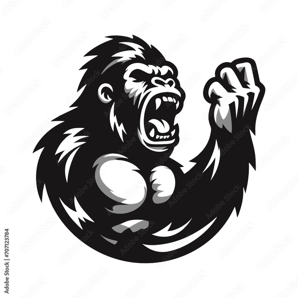 Vector logo of a raging gorilla. Professional logo of a mad kong. Black ...