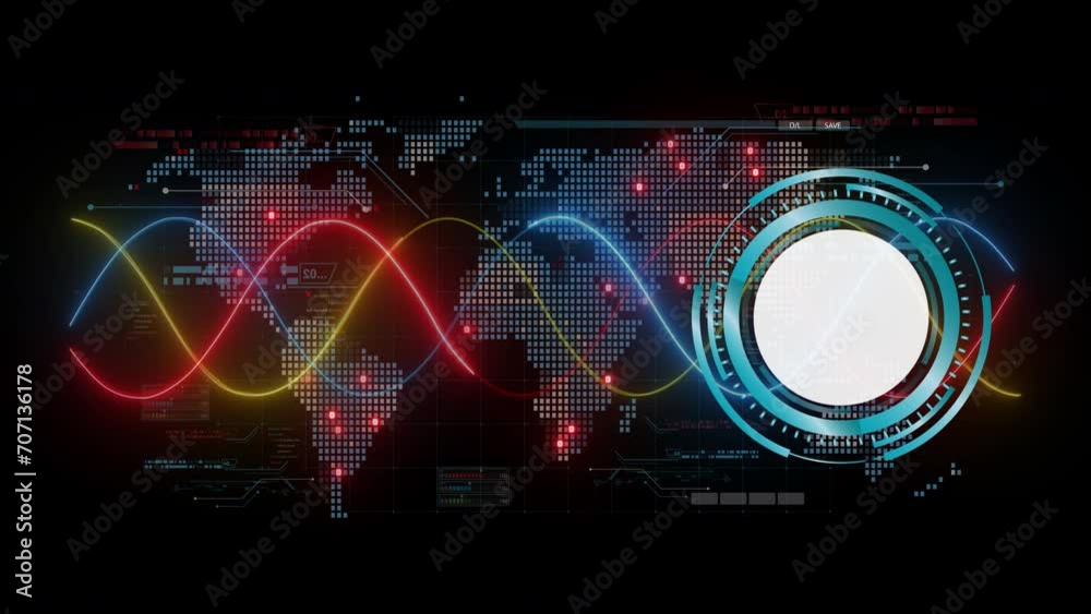 Animation of spinning HUD futuristic frame on transparent background ...
