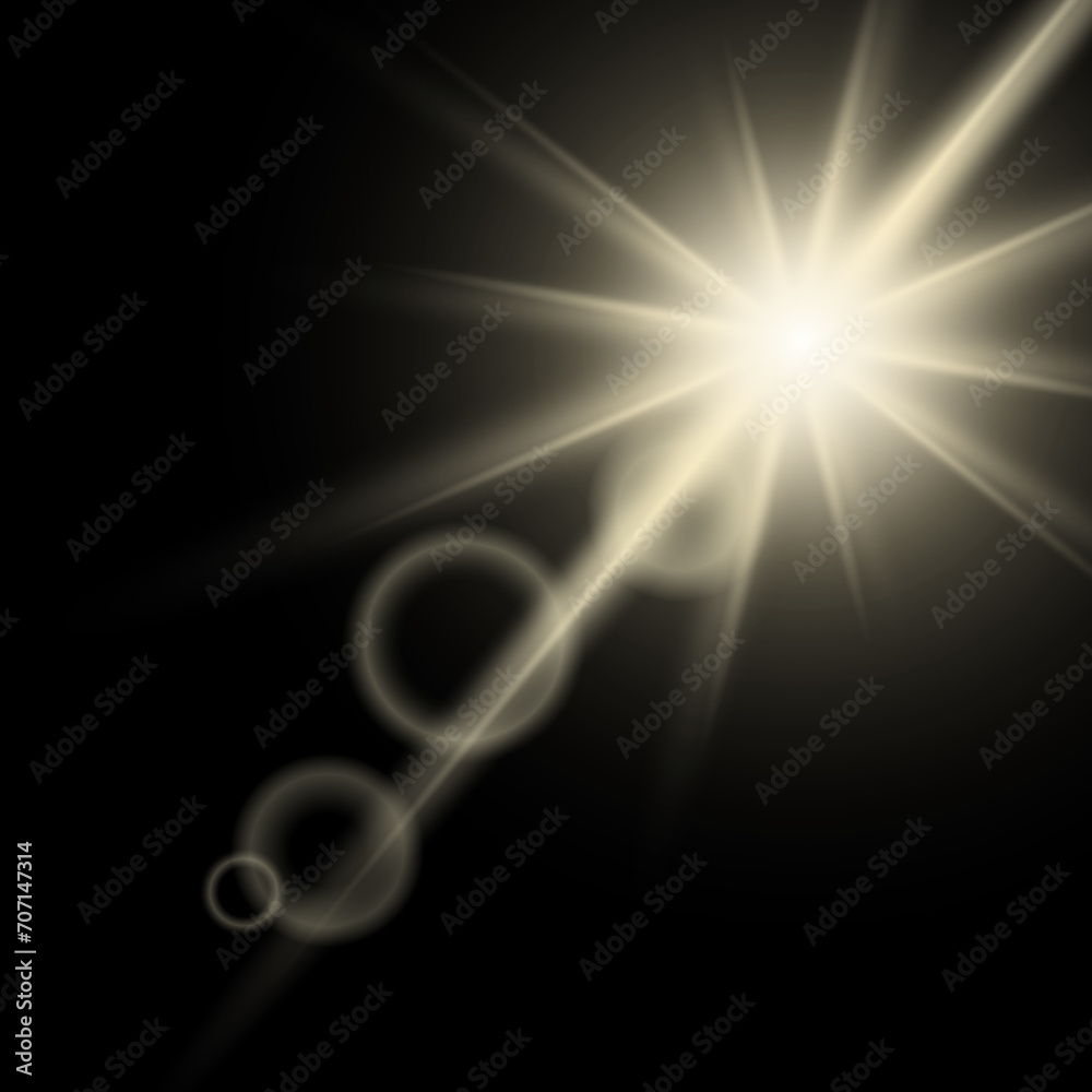 Gold sunlight with reflections on a transparent background. Png ...