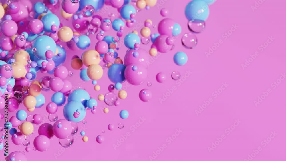 Abstract 3d spheres loop animation. Modern bright background, Copy ...