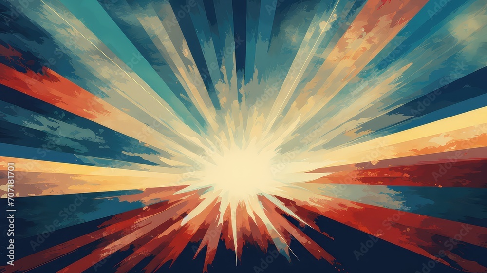 Groovy carnival circus background in retro 60s and 70s style. Sun and ...