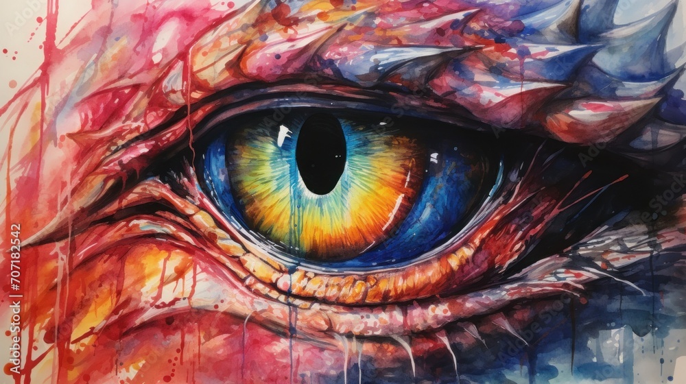 Dragon Eye Watercolor Painting. watercolor painting fierce and ...