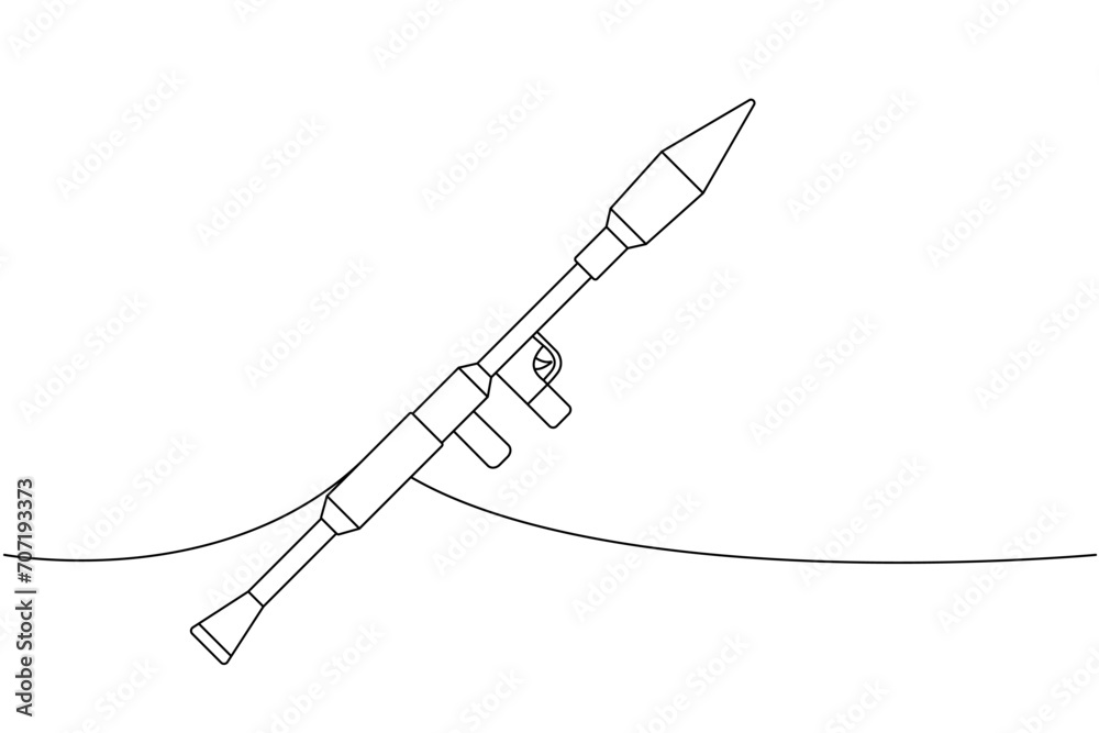 Soviet anti-tank grenade launcher one line continuous drawing. Various ...