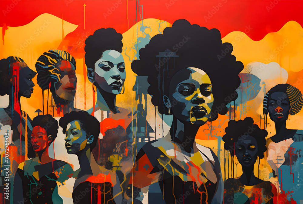 Abstract colorful background with different human faces. Contemporary ...