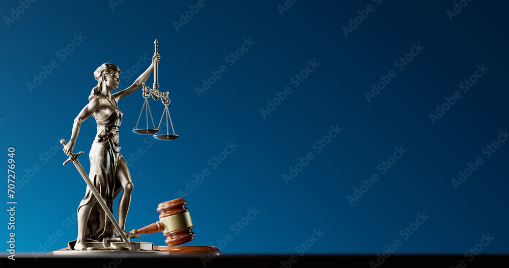 Legal Concept: Themis is the goddess of justice and the judge's gavel hammer as a symbol of law ...