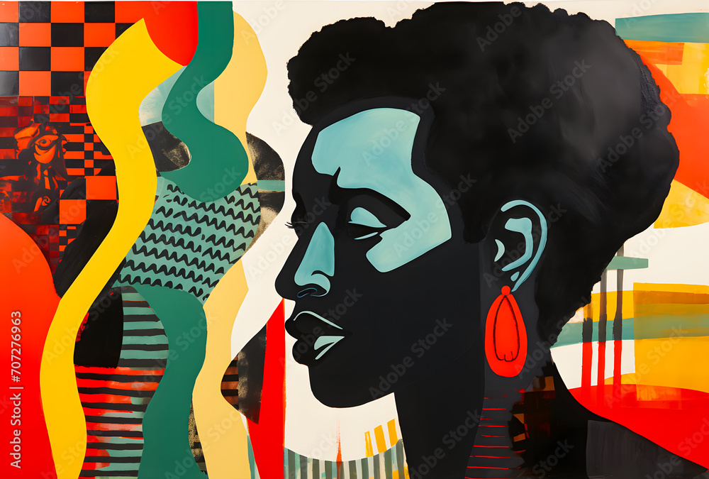 Abstract colorful background with different human faces. Contemporary ...